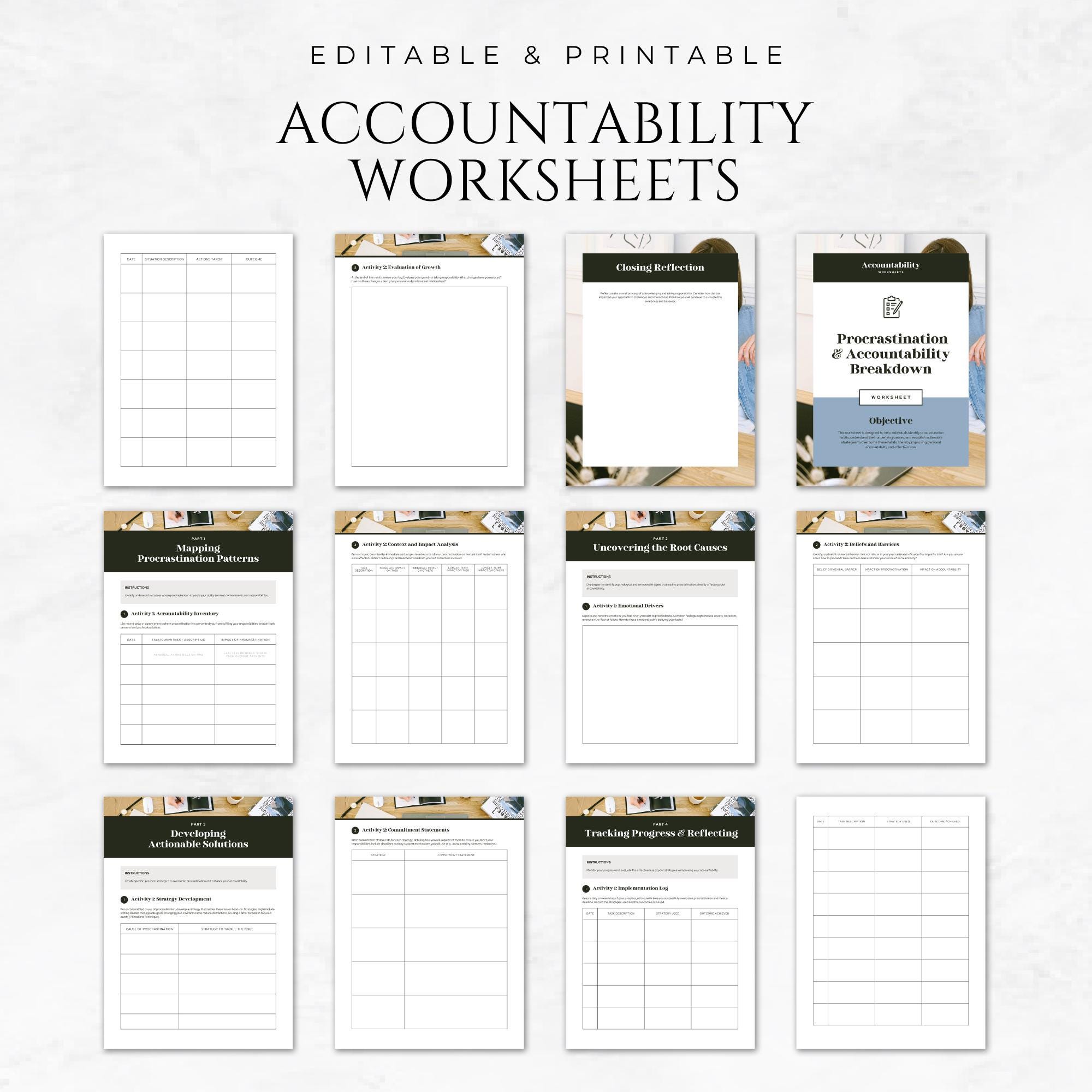 Accountability Worksheets Template Productivity Planner Daily Task ...