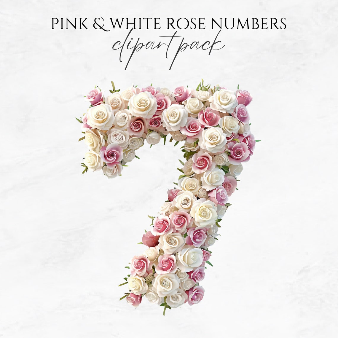 Rose Numbers Clipart Pink Rose Clipart White Rose Clipart Floral ...