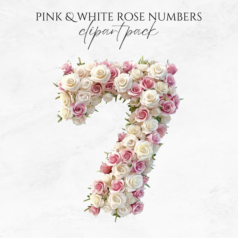 Rose Numbers Clipart Pink Rose Clipart White Rose Clipart Floral ...