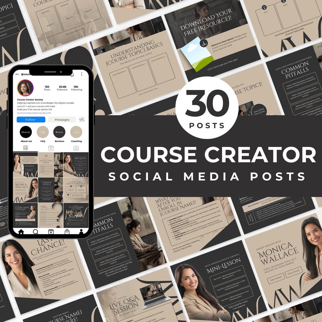 Course Creators Instagram Templates Online Course Templates Webinar ...