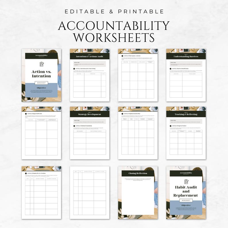 Accountability Worksheets Template Productivity Planner Daily Task ...