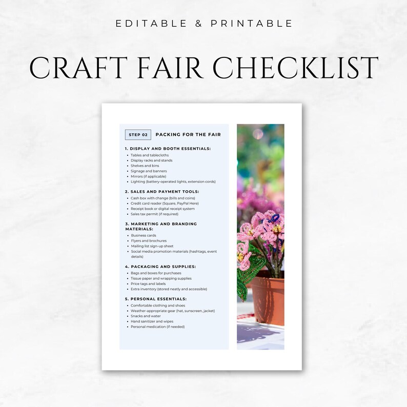 Craft Fair Checklist Template Printable Vendor Checklist Craft Show ...
