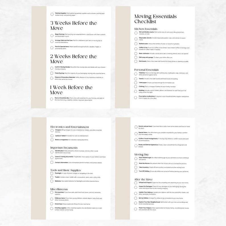 Moving Home Checklist Editable Canva Template, Moving Out Checklist ...