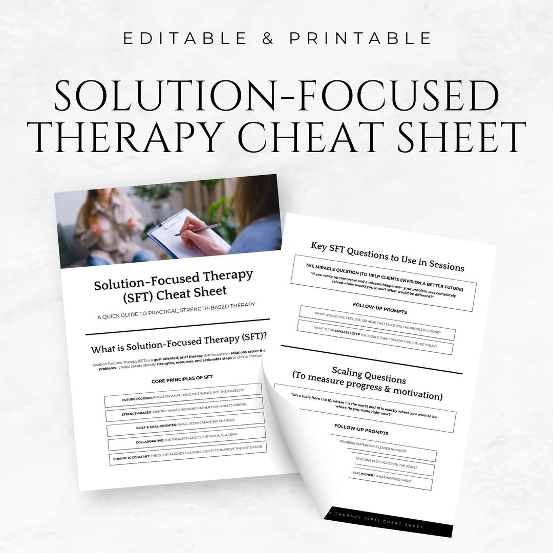 Solution-focused Therapy Cheat Sheet Template Printable Counseling ...
