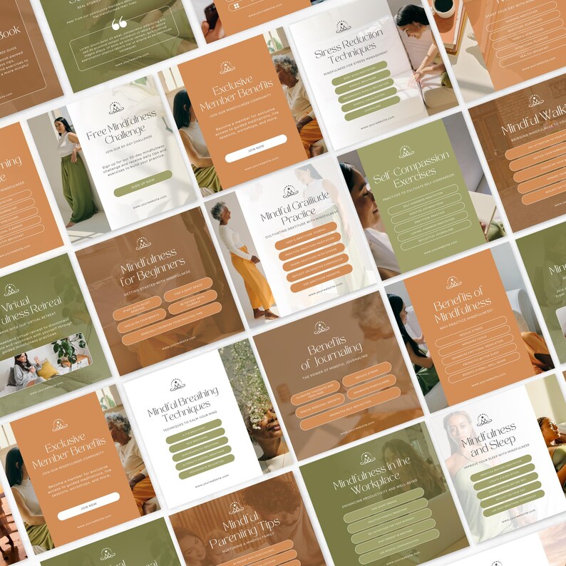 Mindfulness Coach Instagram Posts Templates Mindfulness Social Media ...