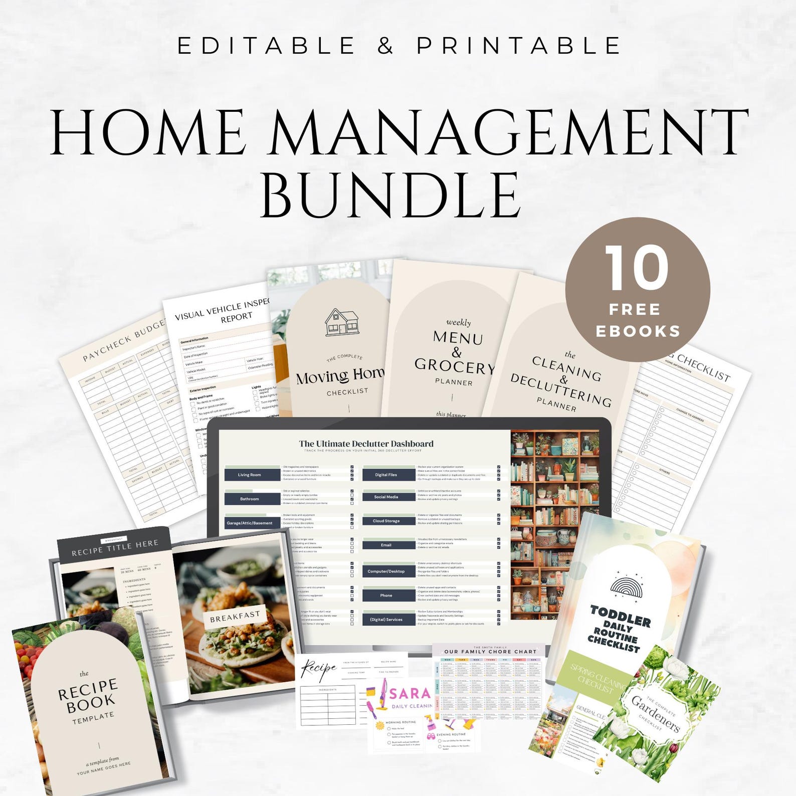Home Management Templates Household Organizer Printables Family Chore ...