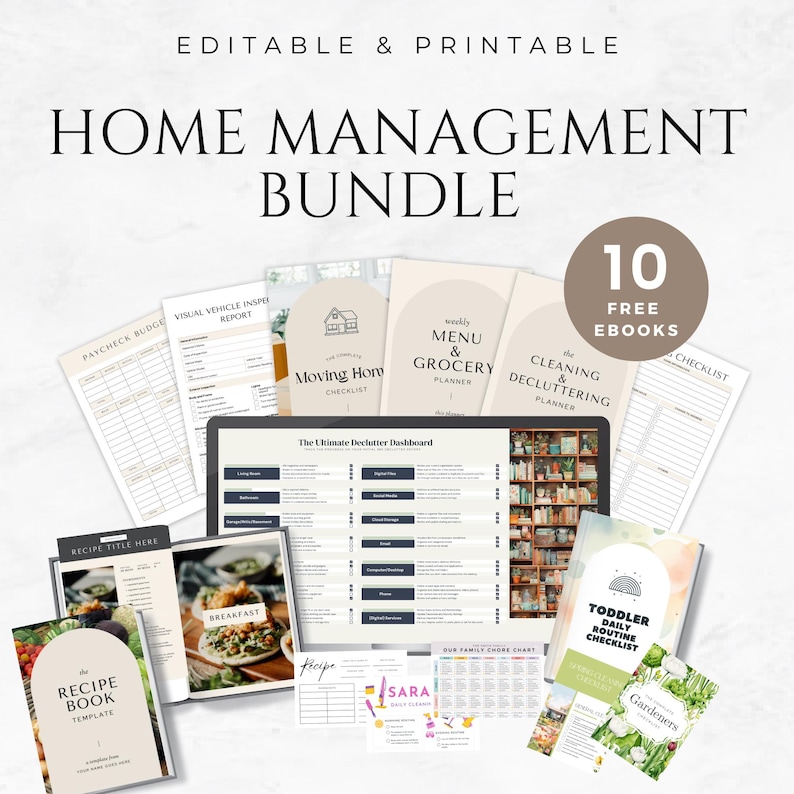Home Management Templates Household Organizer Printables Family Chore ...