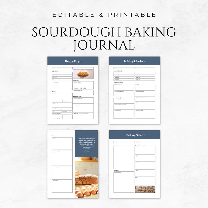 Sourdough Baking Journal Template Printable Bread Making Log Baking ...