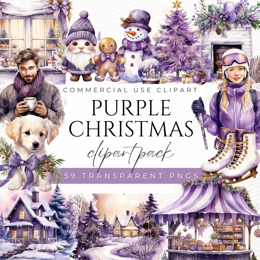 Purple Christmas Clipart Christmas Decor Holiday Clipart Purple Winter ...