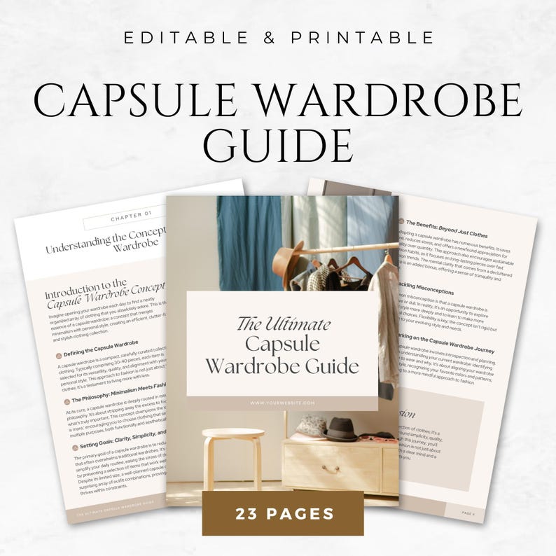 The Ultimate Capsule Wardrobe Guide Template Printable Minimalist ...