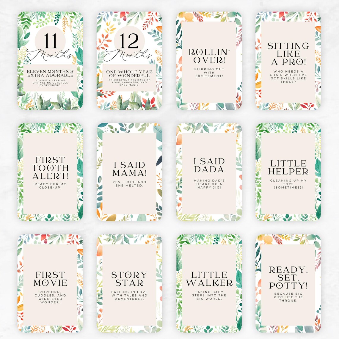 Baby Milestone Cards Editable Baby Milestone Digital Cards Birth ...