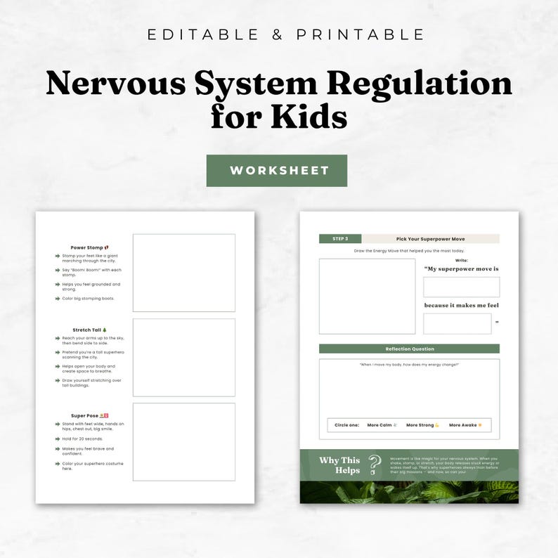 Nervous System Regulation for Kids Canva Template, Emotional Regulation ...