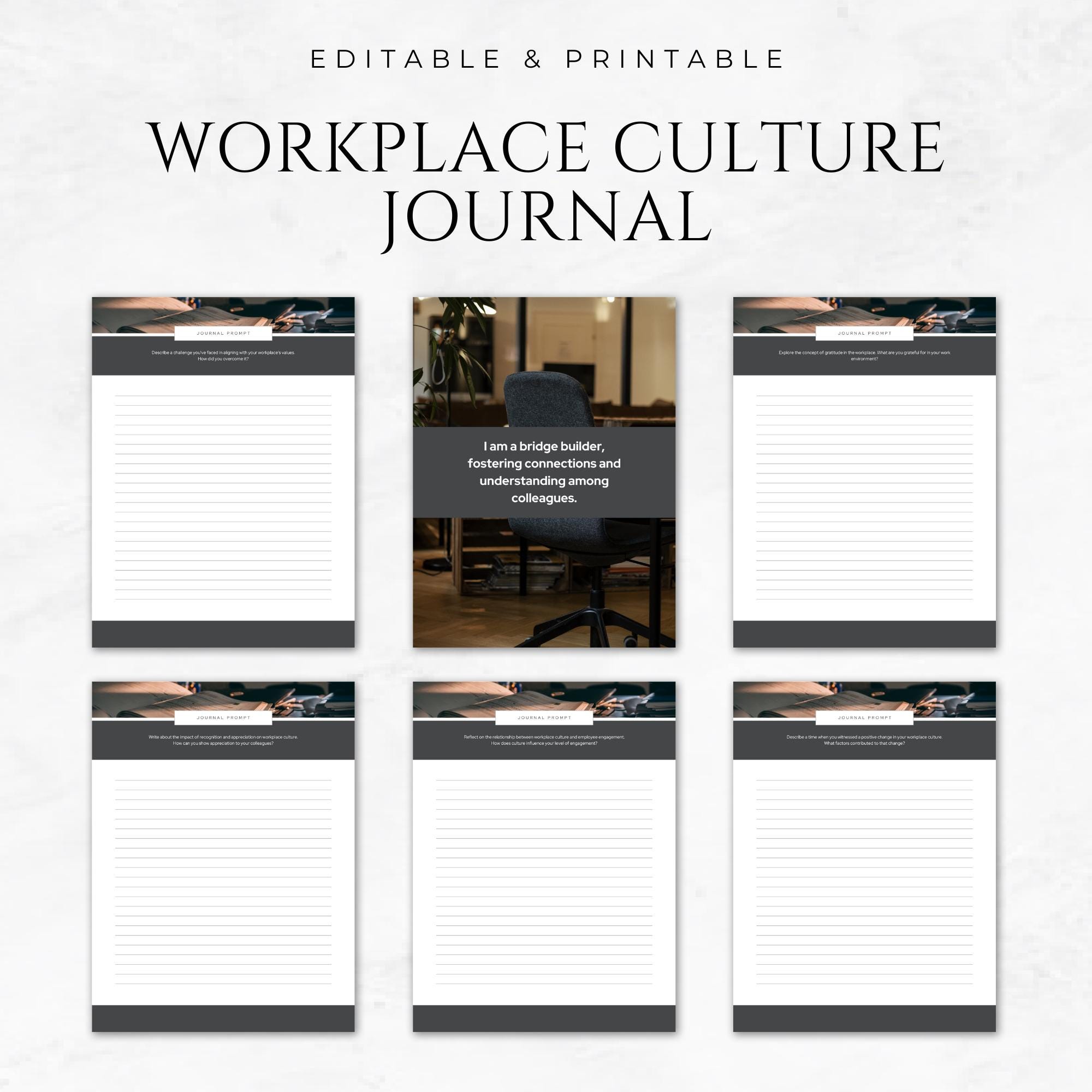 Workplace Culture Journal Template Printable Team Building Journal ...