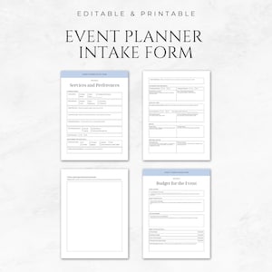 Event Planner Intake Form Template Event Planning Form Wedding Event ...