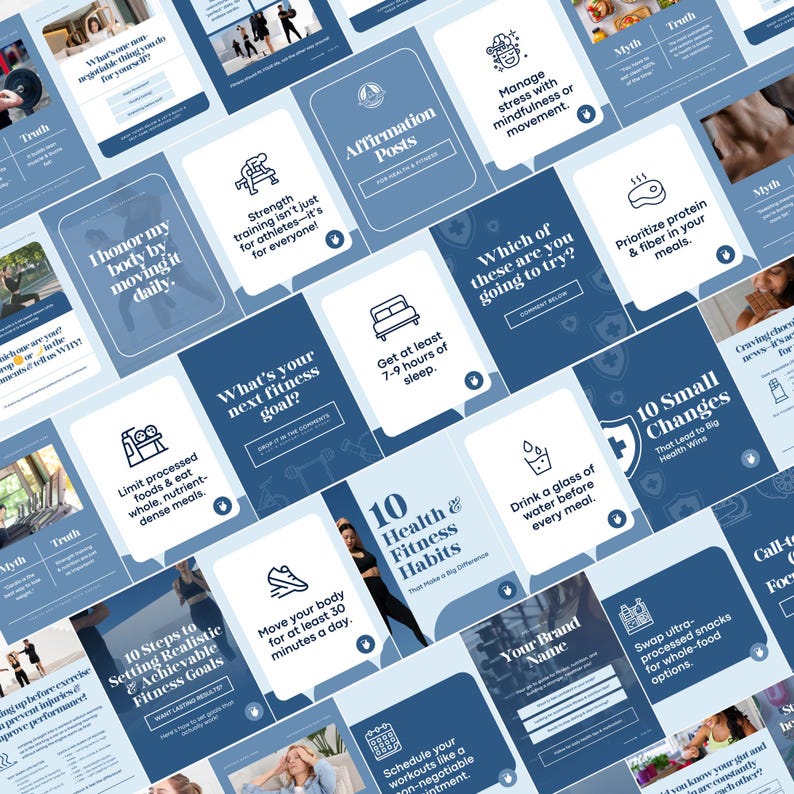 Health & Fitness Instagram Posts Templates Personal Trainer Social ...