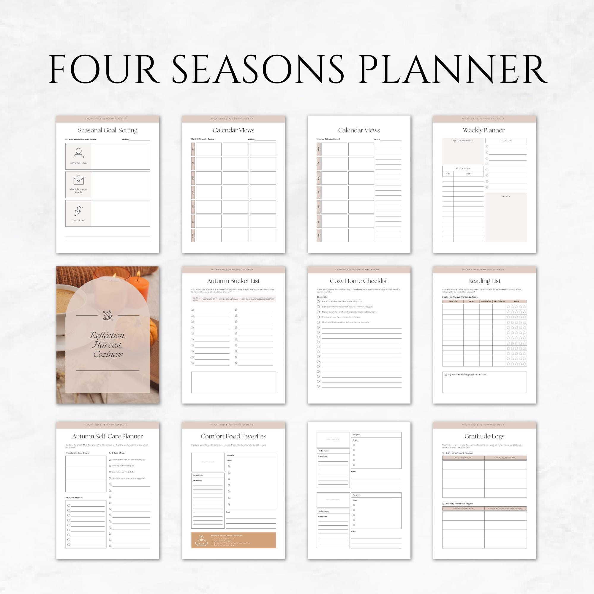 Four Seasons Planner Template Printable Spring Planner Summer Planner ...