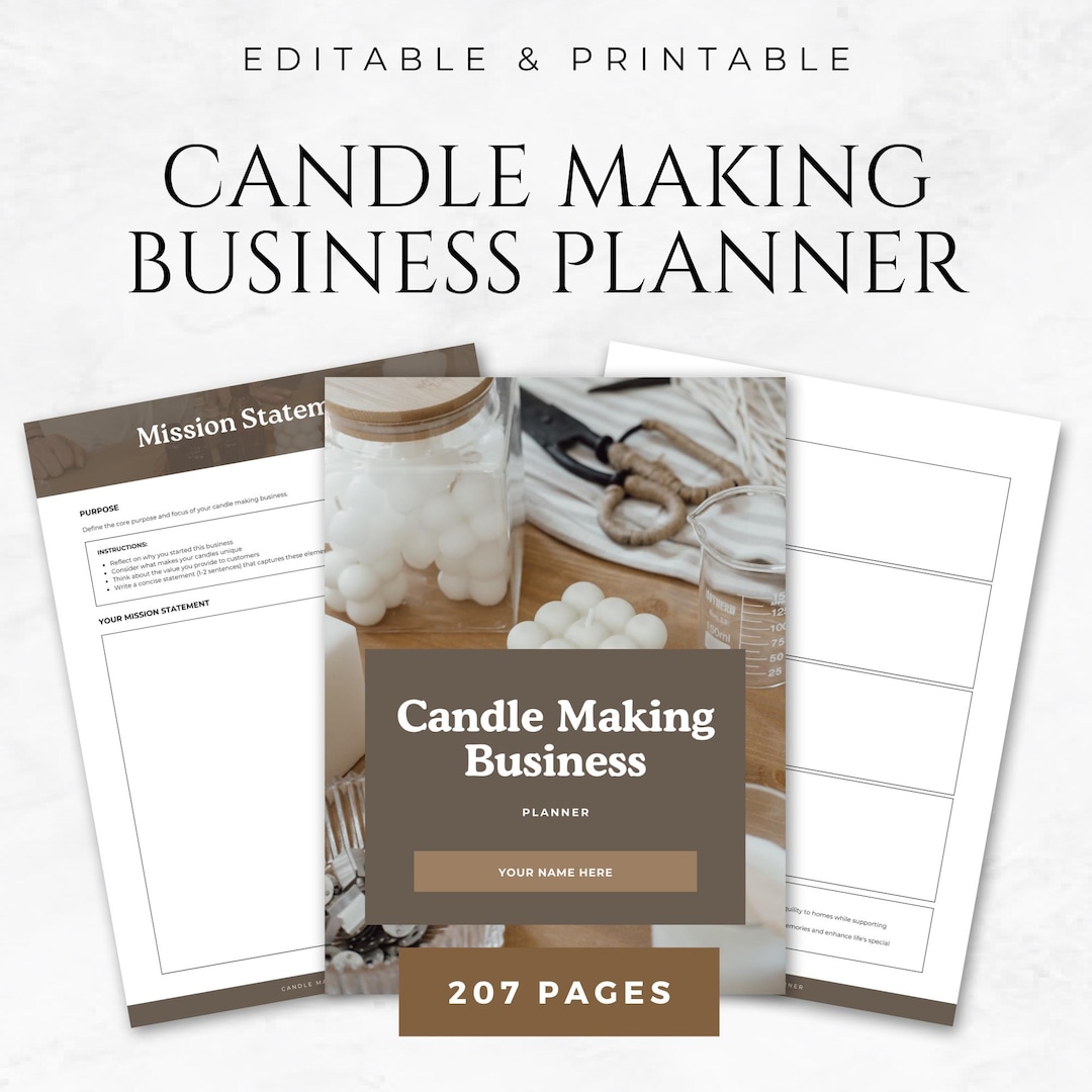 Candle Making Business Planner Template Candle Making Workbook Template ...