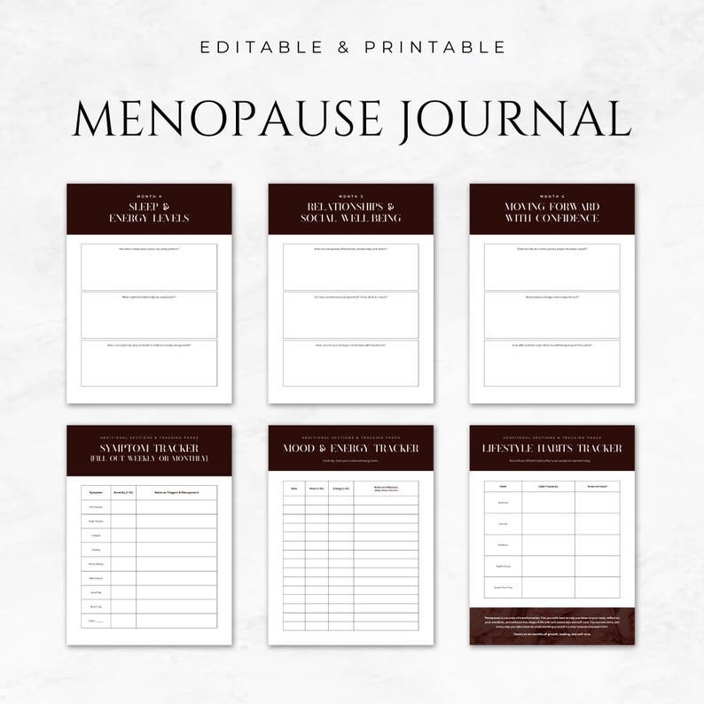 Menopause Journal Templates Printable Menopause Tracker Menopause Log ...
