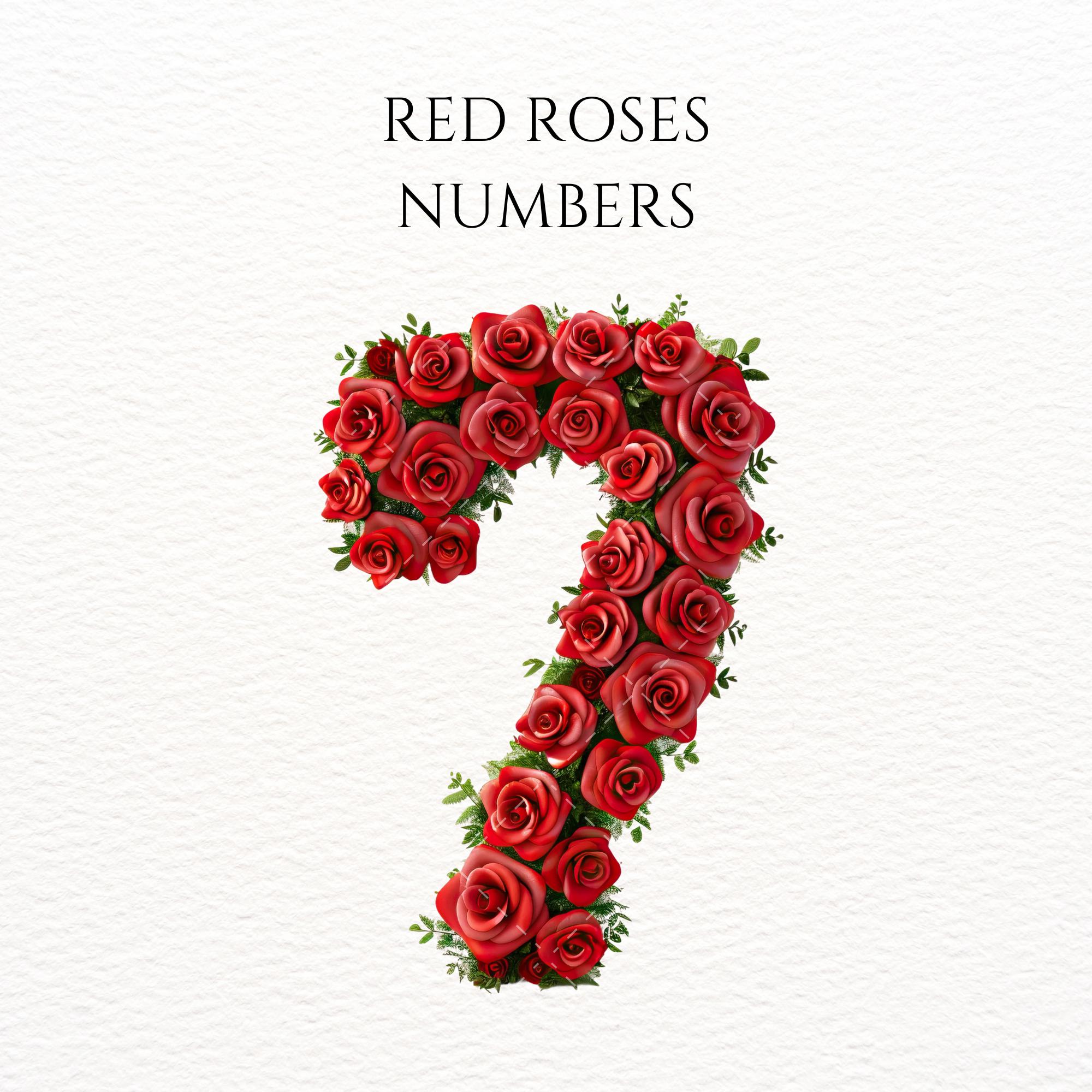 Red Roses Numbers Clipart Floral Numbers Clipart Rose Number Graphics ...