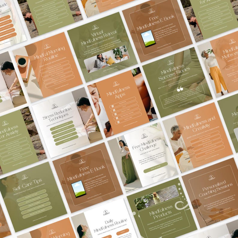 Mindfulness Coach Instagram Posts Templates Mindfulness Social Media ...