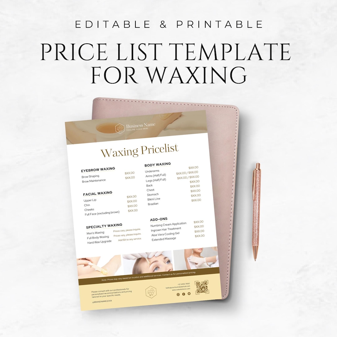 Waxing Price List Salon Price List Template Beauty Salon Price List ...