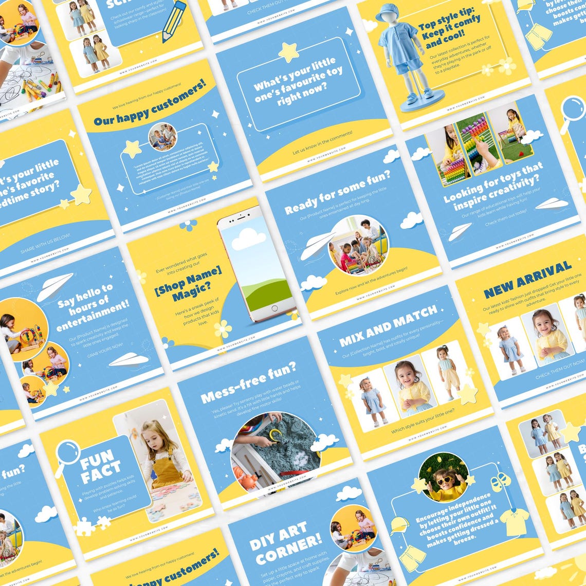Kids Shop Colorful Social Media Posts Kids Clothing Instagram Templates ...