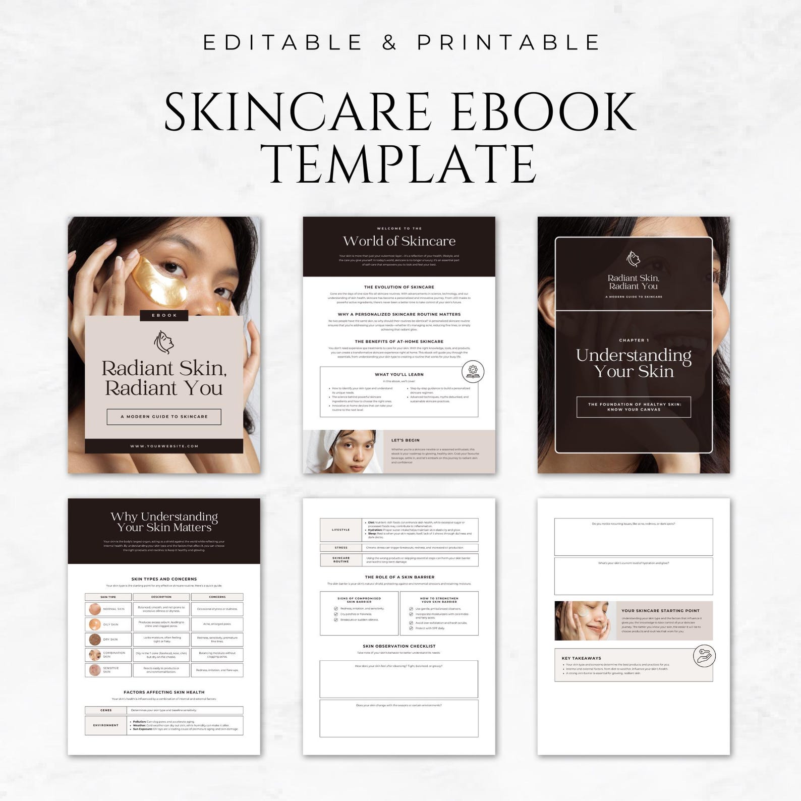 Skincare Ebook Template Printable Beauty Ebook Guide Skincare Routine ...