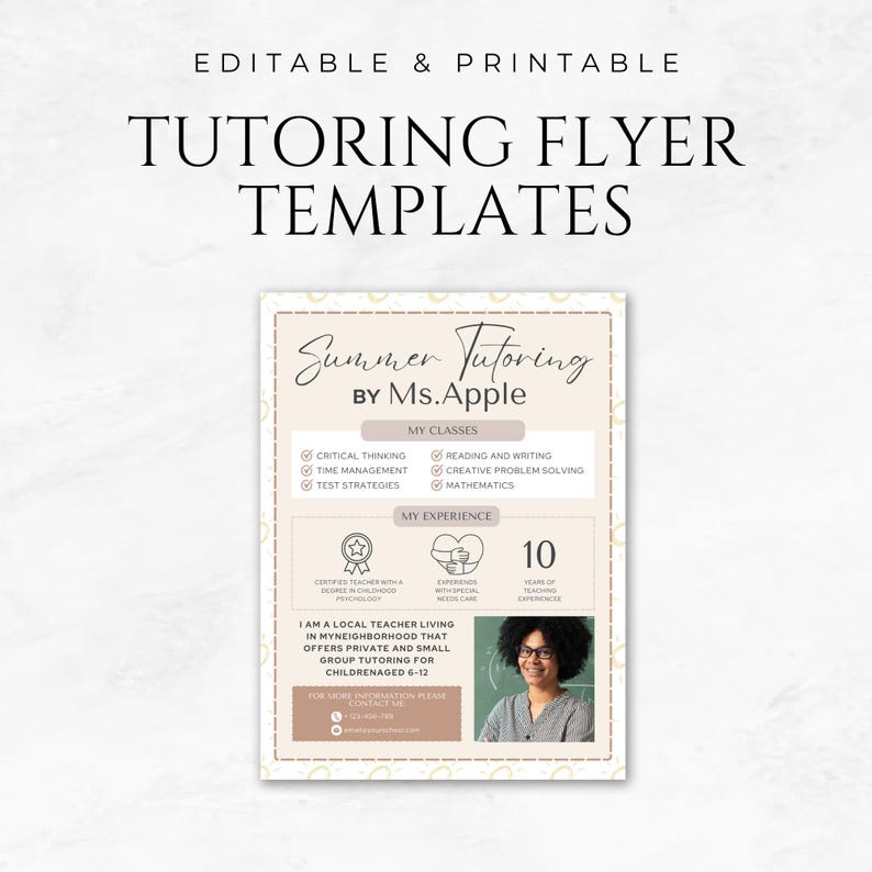 Tutoring Flyer Template Printable Education Flyer Math Tutor Flyer ...
