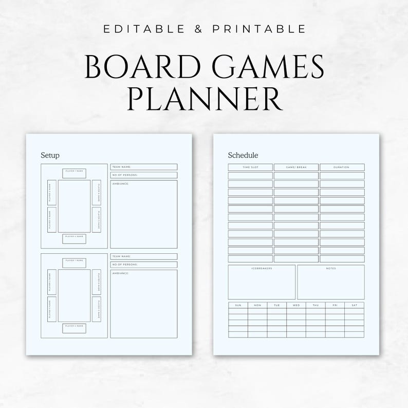 Board Game Night Planner Template Printable Board Game Tracker Board ...