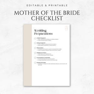 Mother of the Bride Wedding Checklist Template Wedding Checklist ...
