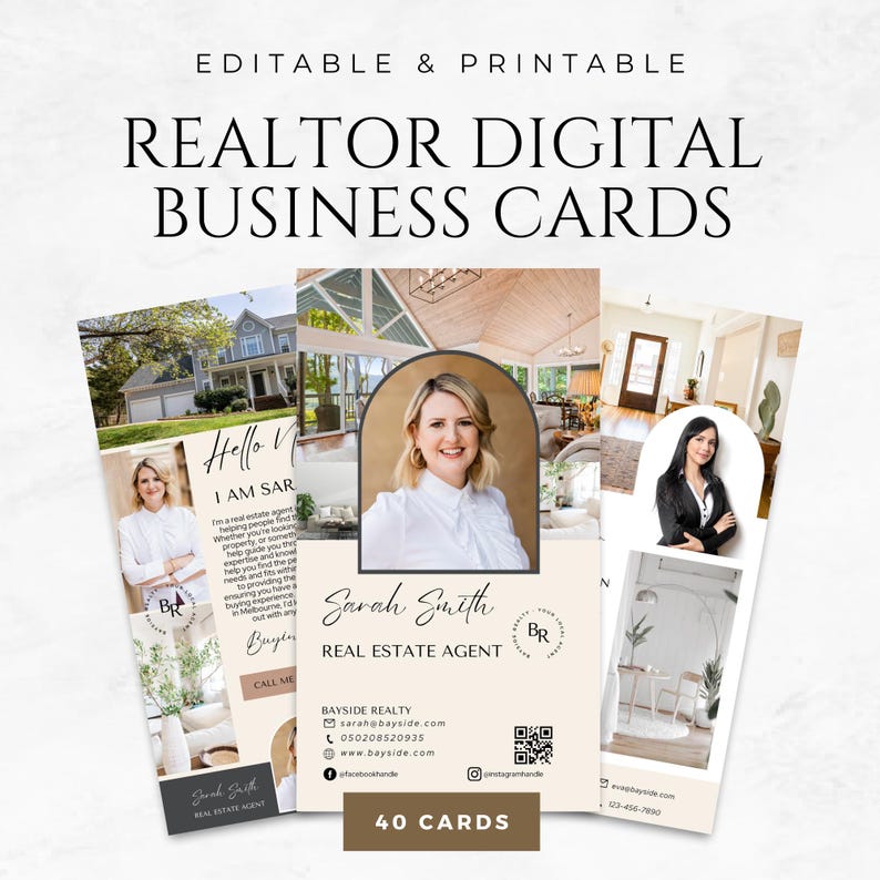 Realtor Digital Business Card Printable Minimalist Real Estate Business ...