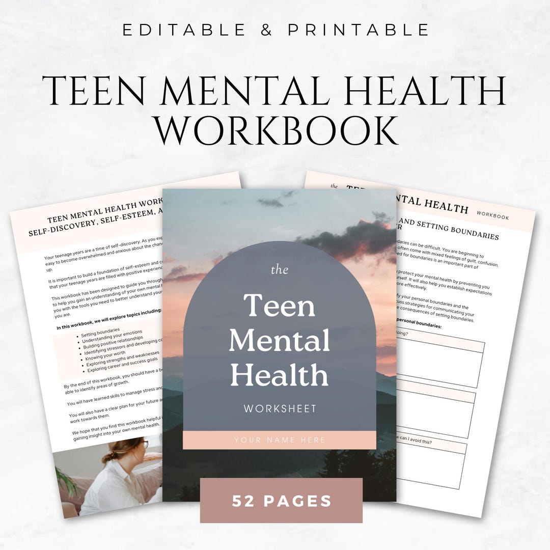 Mental Health Worksheet for Teenagers Template Mental Health Workbook ...