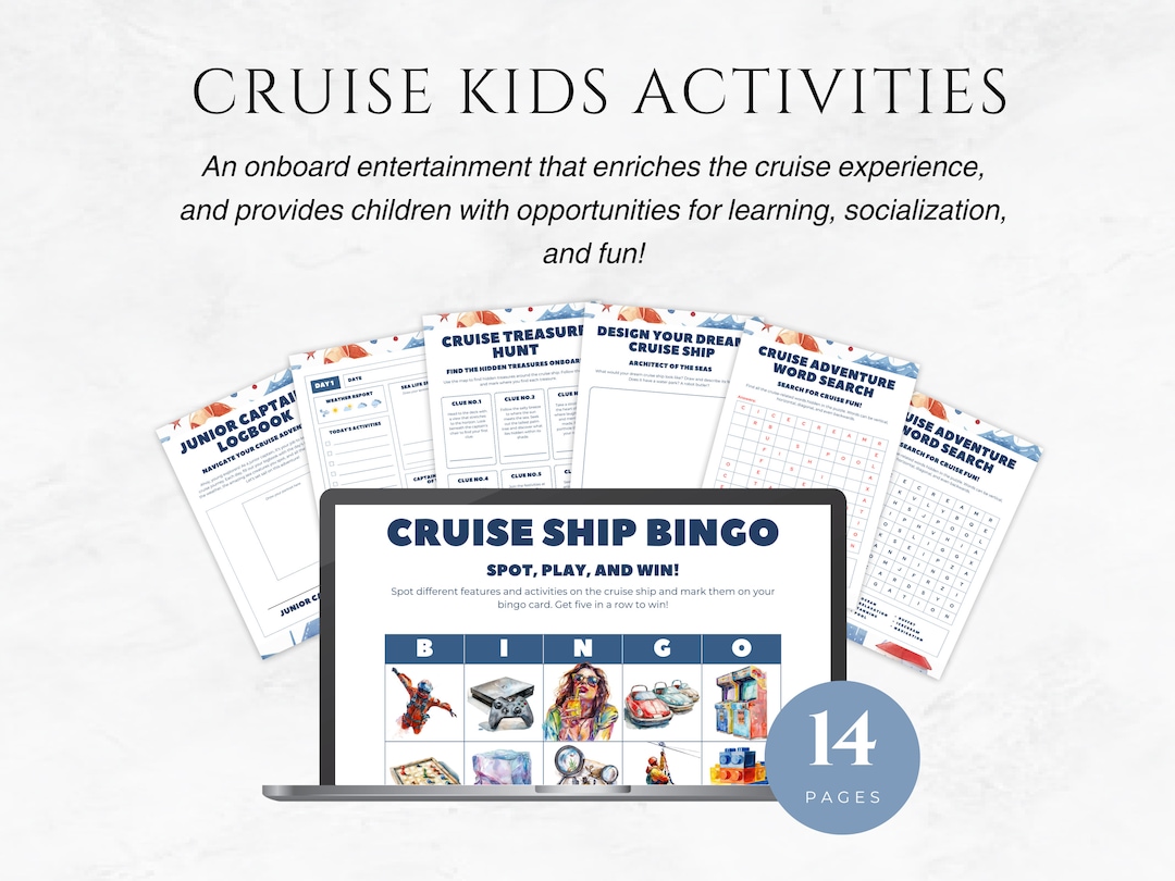 Cruise Ship Activities for Kids Printable Kids Bingo Kids Word Search ...