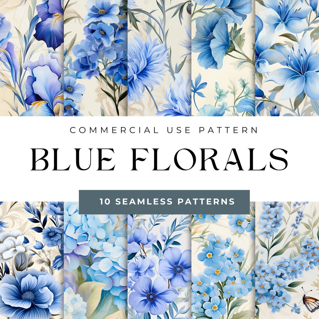Seamless Blue Floral Patterns Watercolor Blue Floral Patterns PNG Blue ...