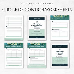 Circle of Control Worksheets Mindfulness Worksheets Self-help Tools ...