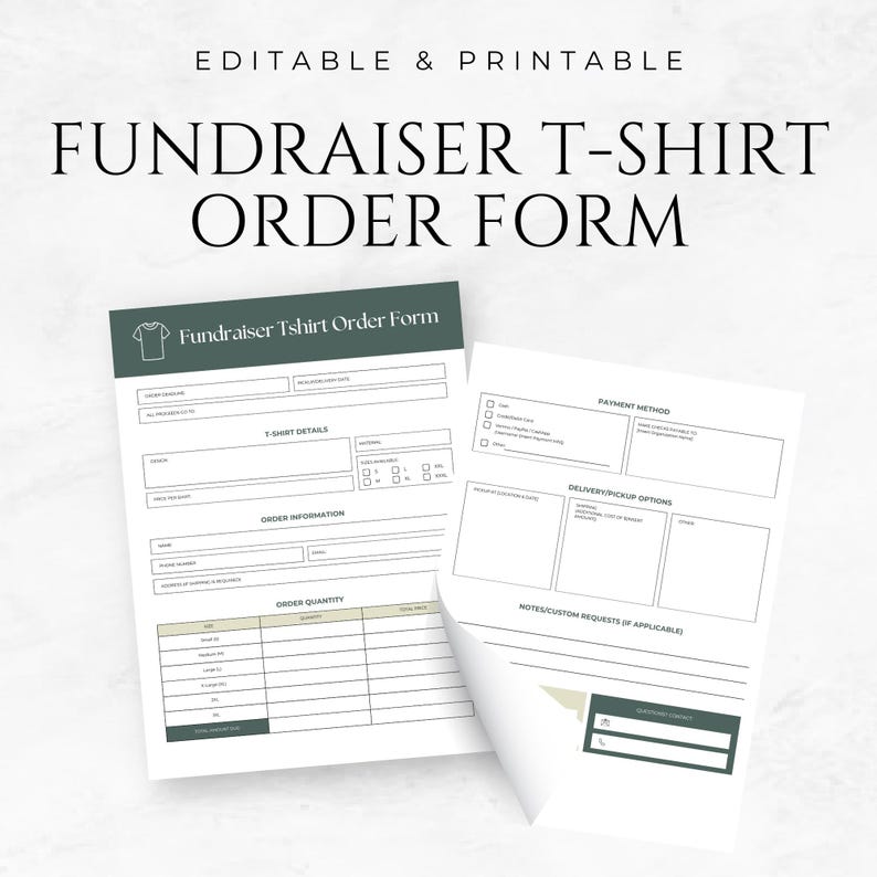 Fundraiser T-shirt Order Form Template Printable Custom Shirt ...