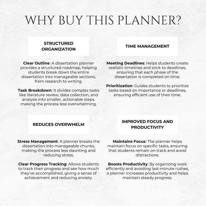 Dissertation Planner Template Printable Academic Planner Phd Planner ...