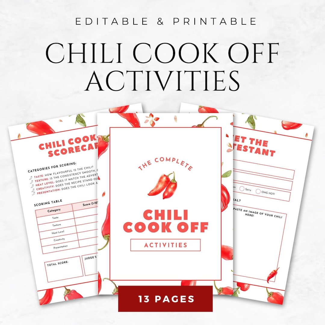 Chili Cook off Activities Template Printable Cook off Score Sheet Chili ...