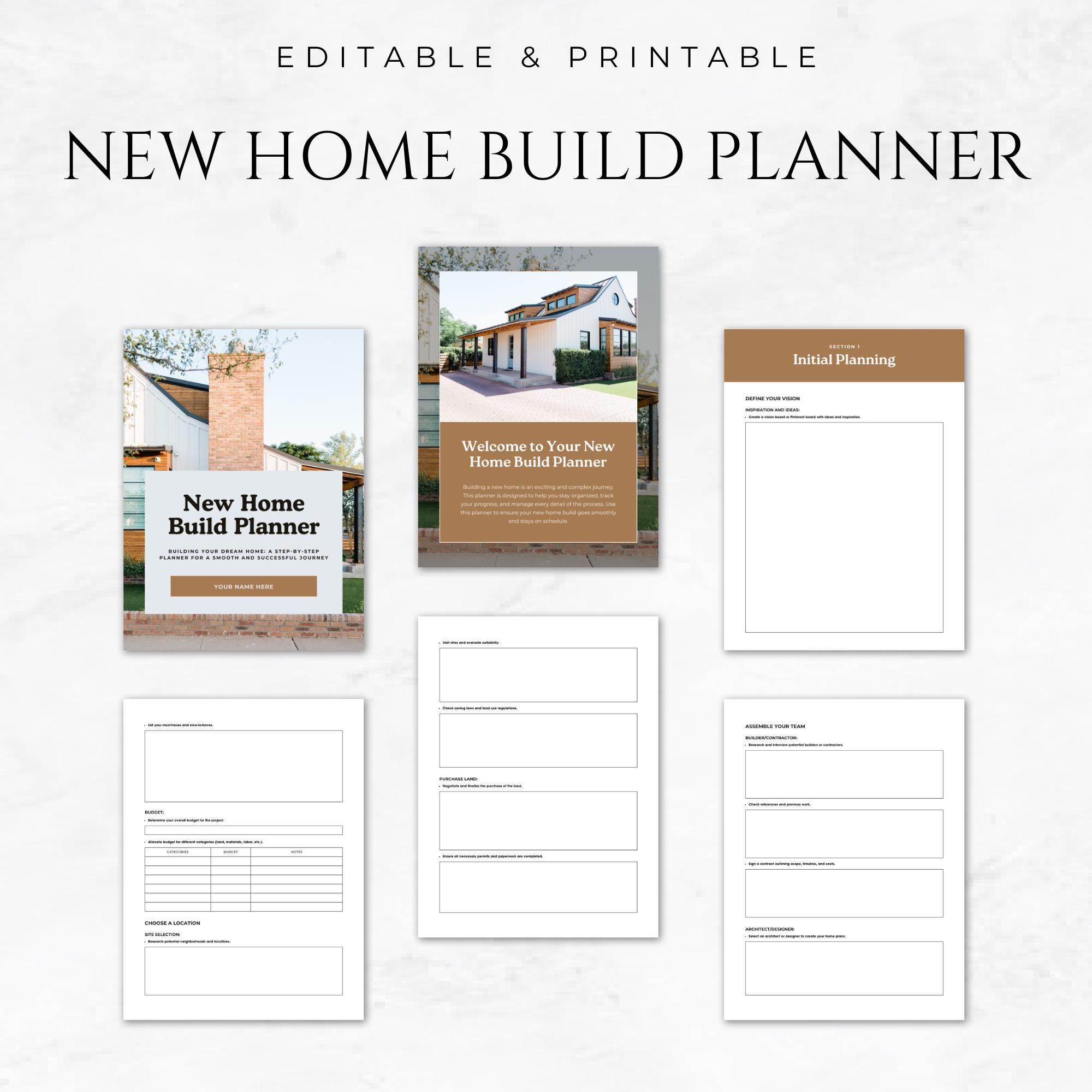 New Home Build Planner Template Editable Construction Budget Planner ...