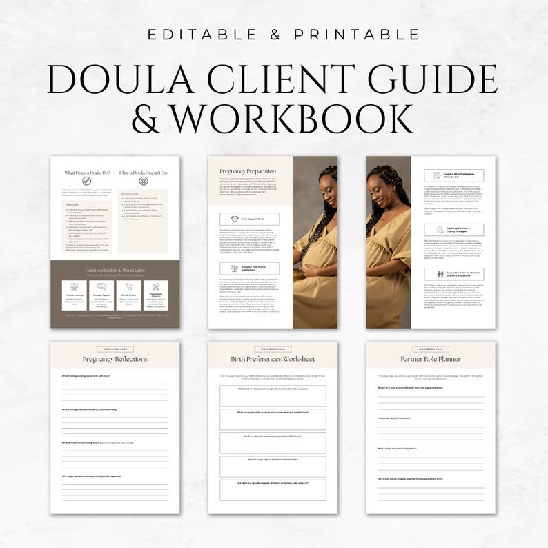 Doula Client Guide & Workbook Template Canva Workbook for Birth ...