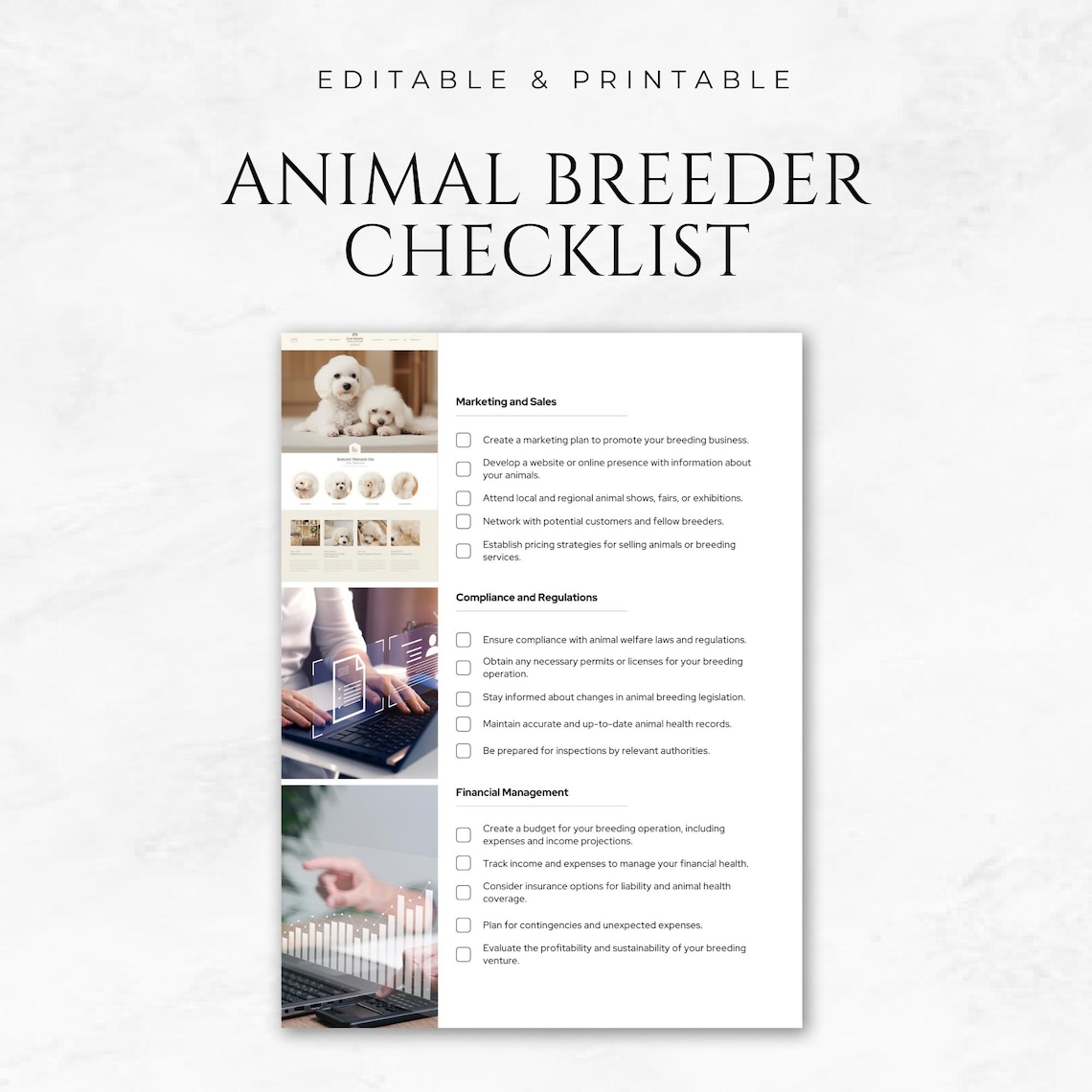 Animal Breeder Checklist Template Animal Breeding Planner Template Pet ...