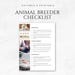 Animal Breeder Checklist Template Animal Breeding Planner Template Pet ...