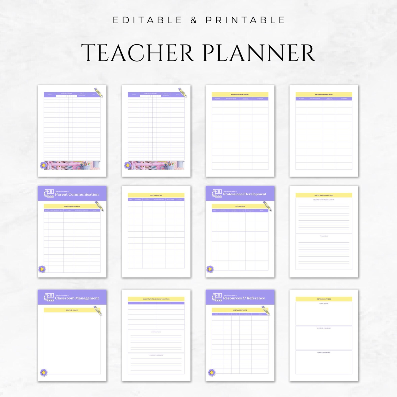 Teacher Planner Template Editable Lesson Planner Classroom Planner ...