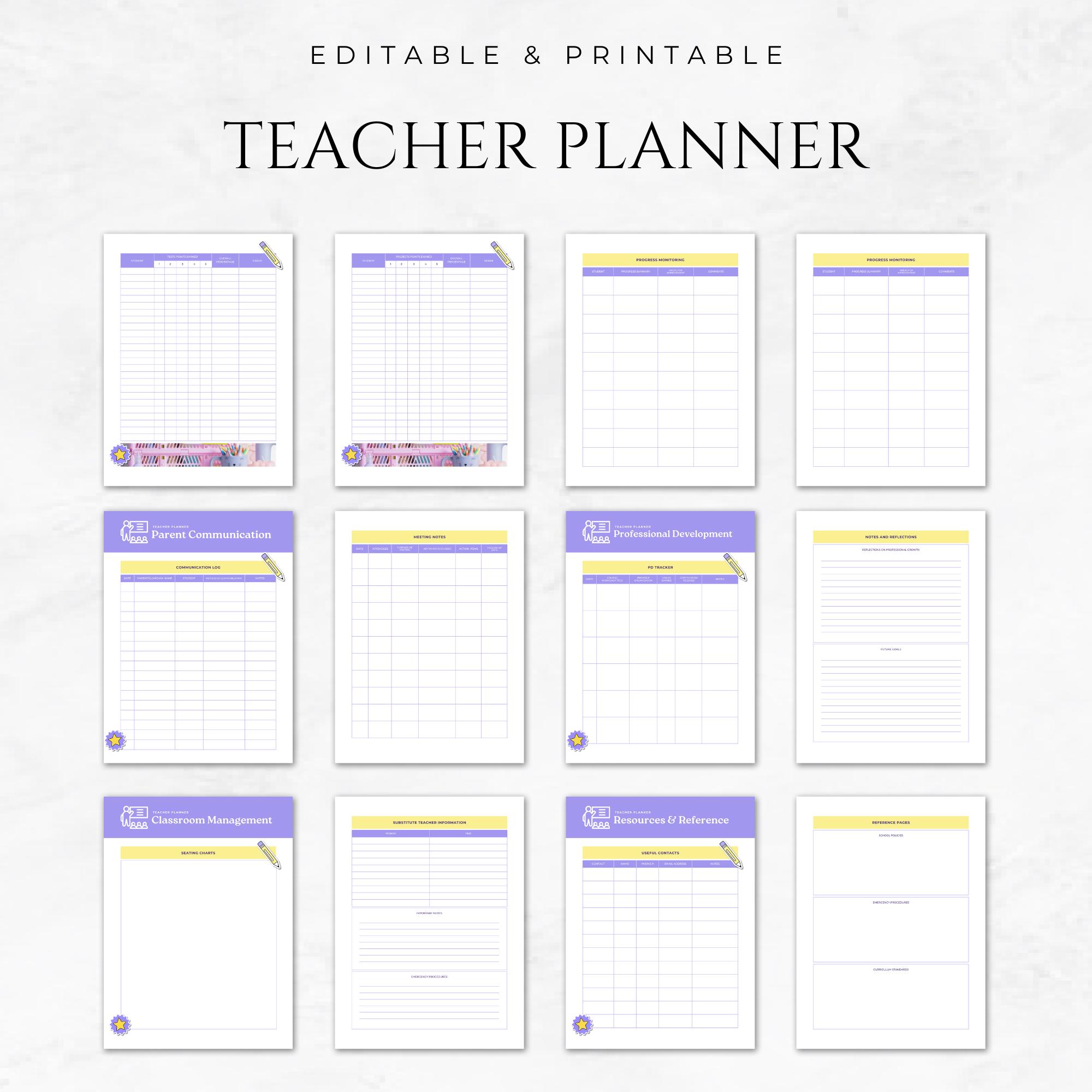 Teacher Planner Template Editable Lesson Planner Classroom Planner ...