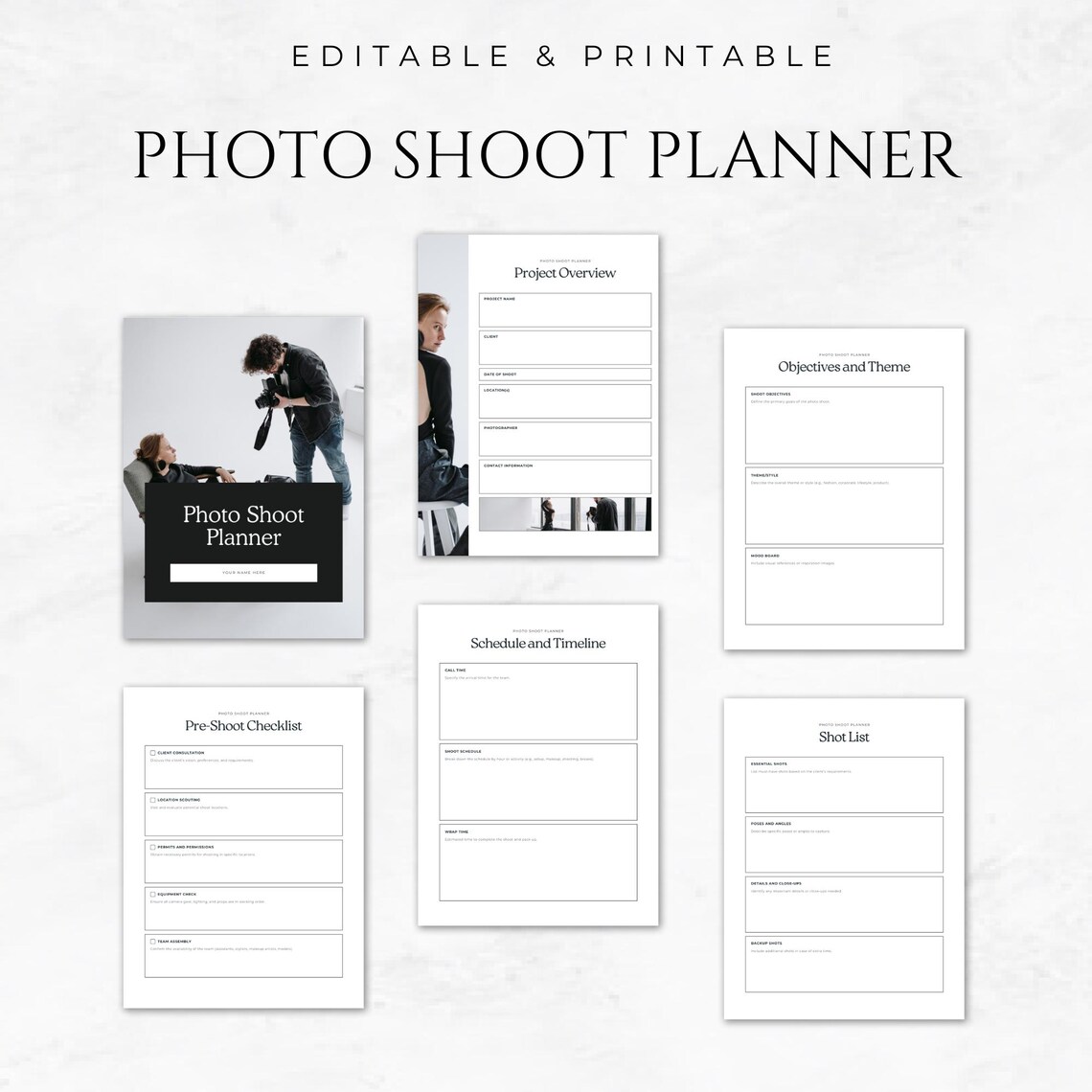 Photo Shoot Planner Template Photography Planner Photographer Planner ...