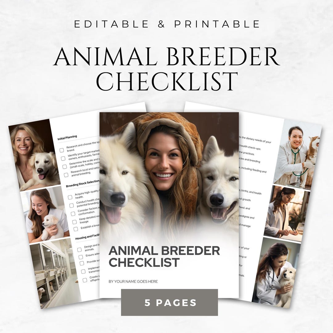Animal Breeder Checklist Template Animal Breeding Planner Template Pet ...