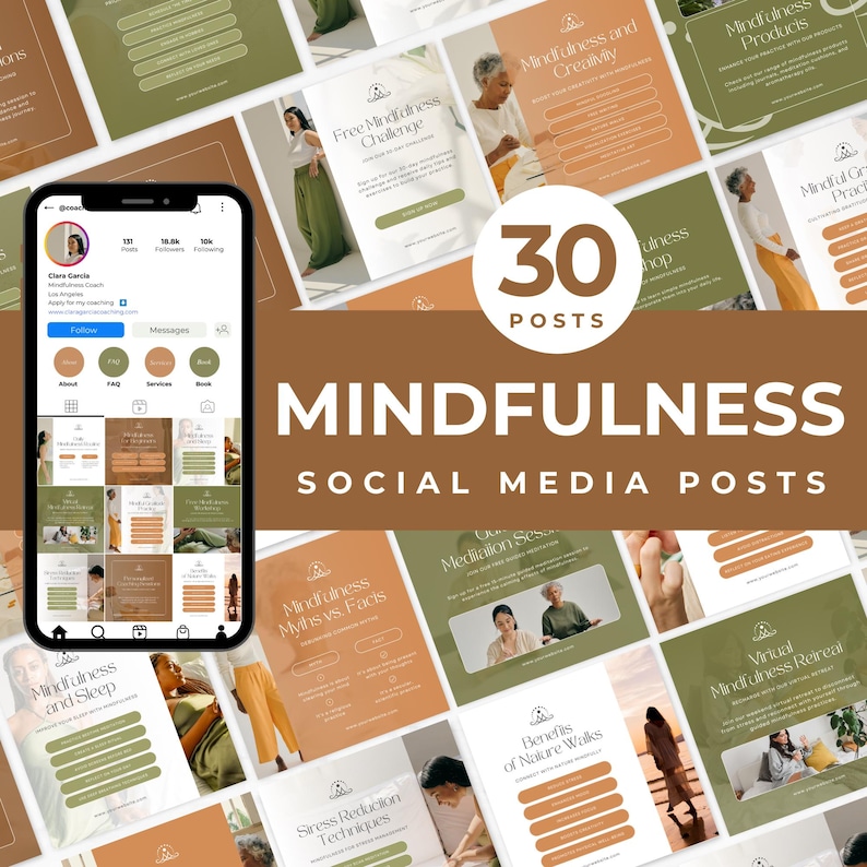 Mindfulness Coach Instagram Posts Templates Mindfulness Social Media ...