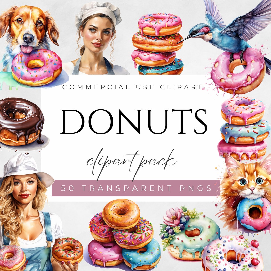 Donuts Clipart Watercolor Donuts Clip Art Donuts PNG Realistic ...