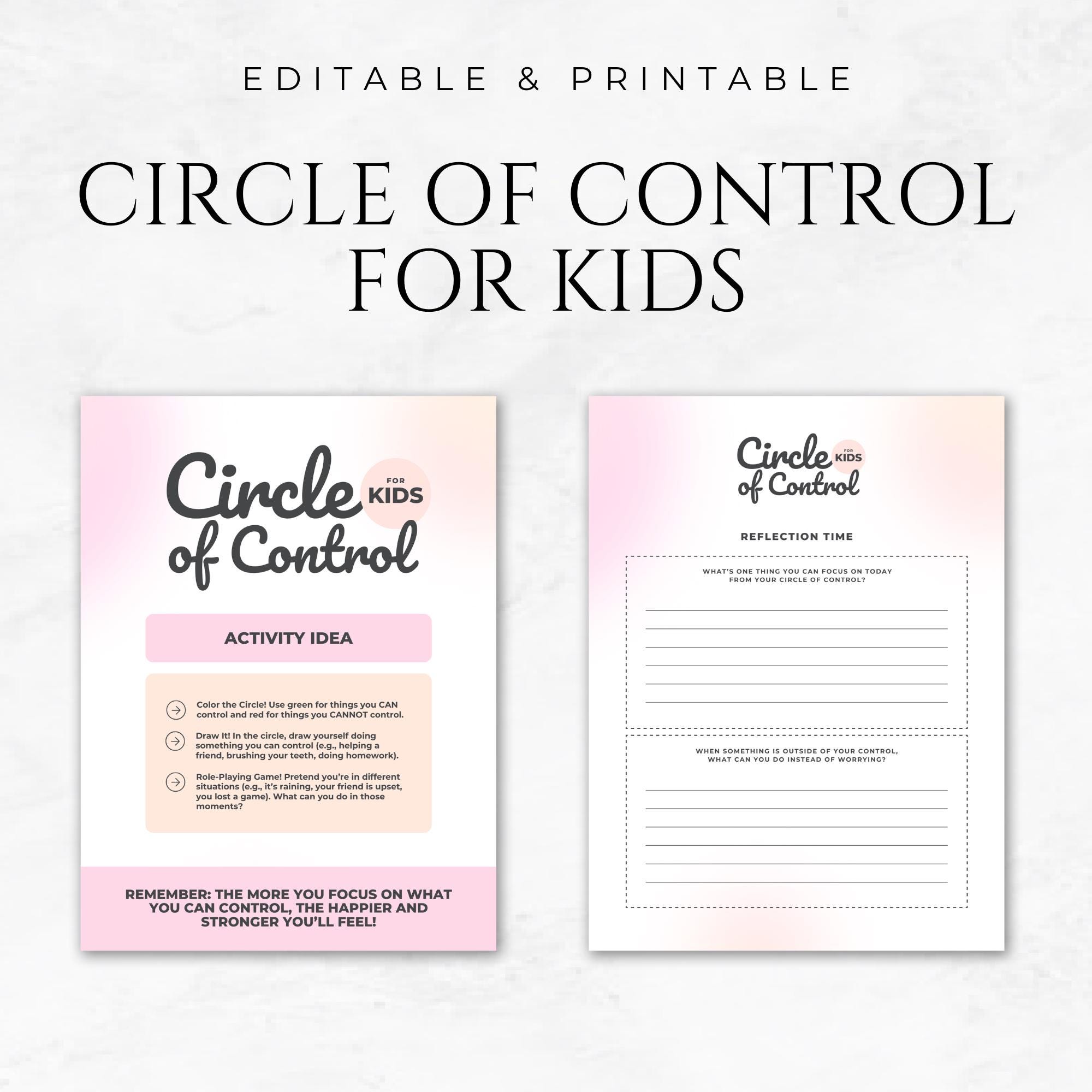 Circle of Control for Kids Worksheet Template Printable Emotional ...