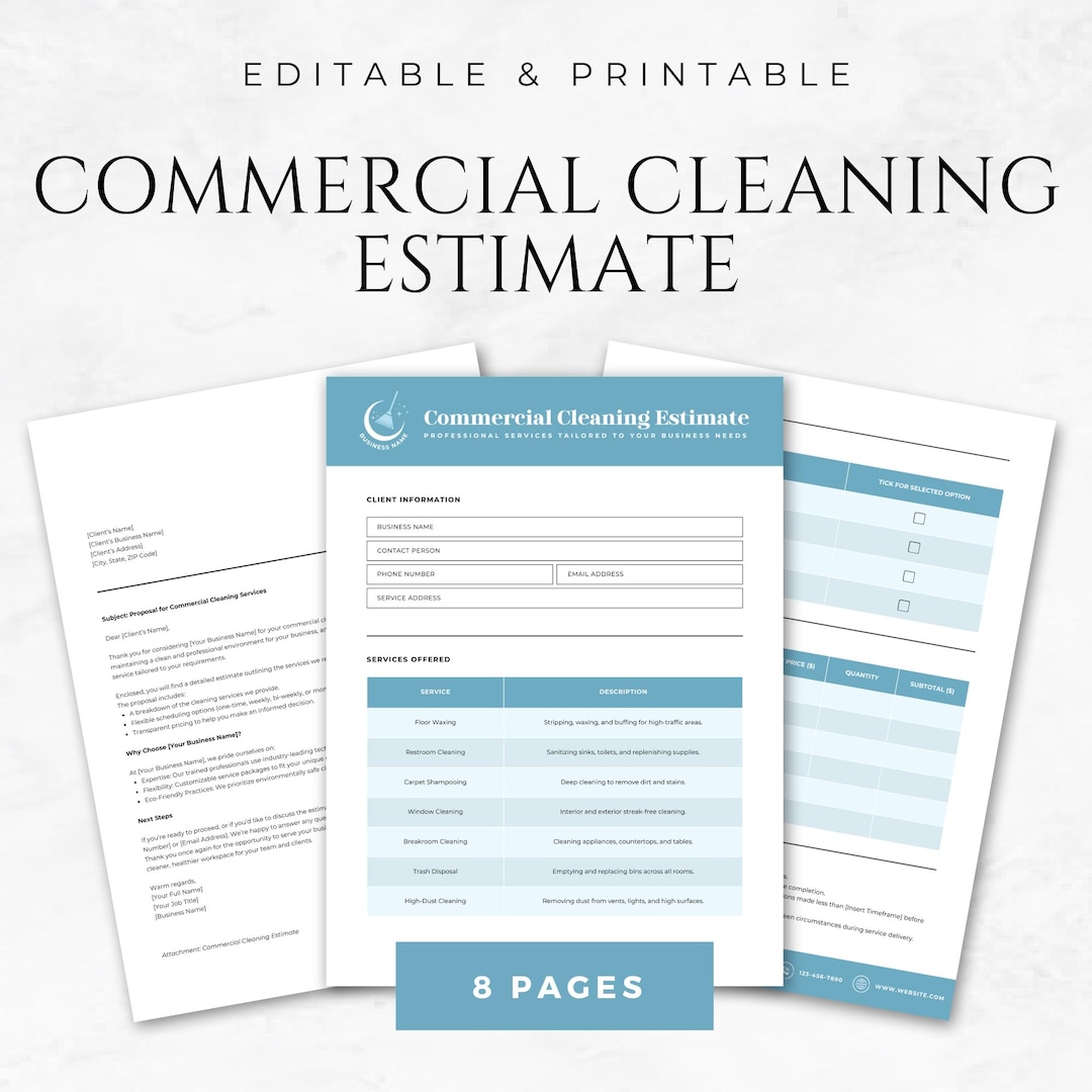 Commercial Cleaning Estimate Template Cleaning Estimate Business Form ...